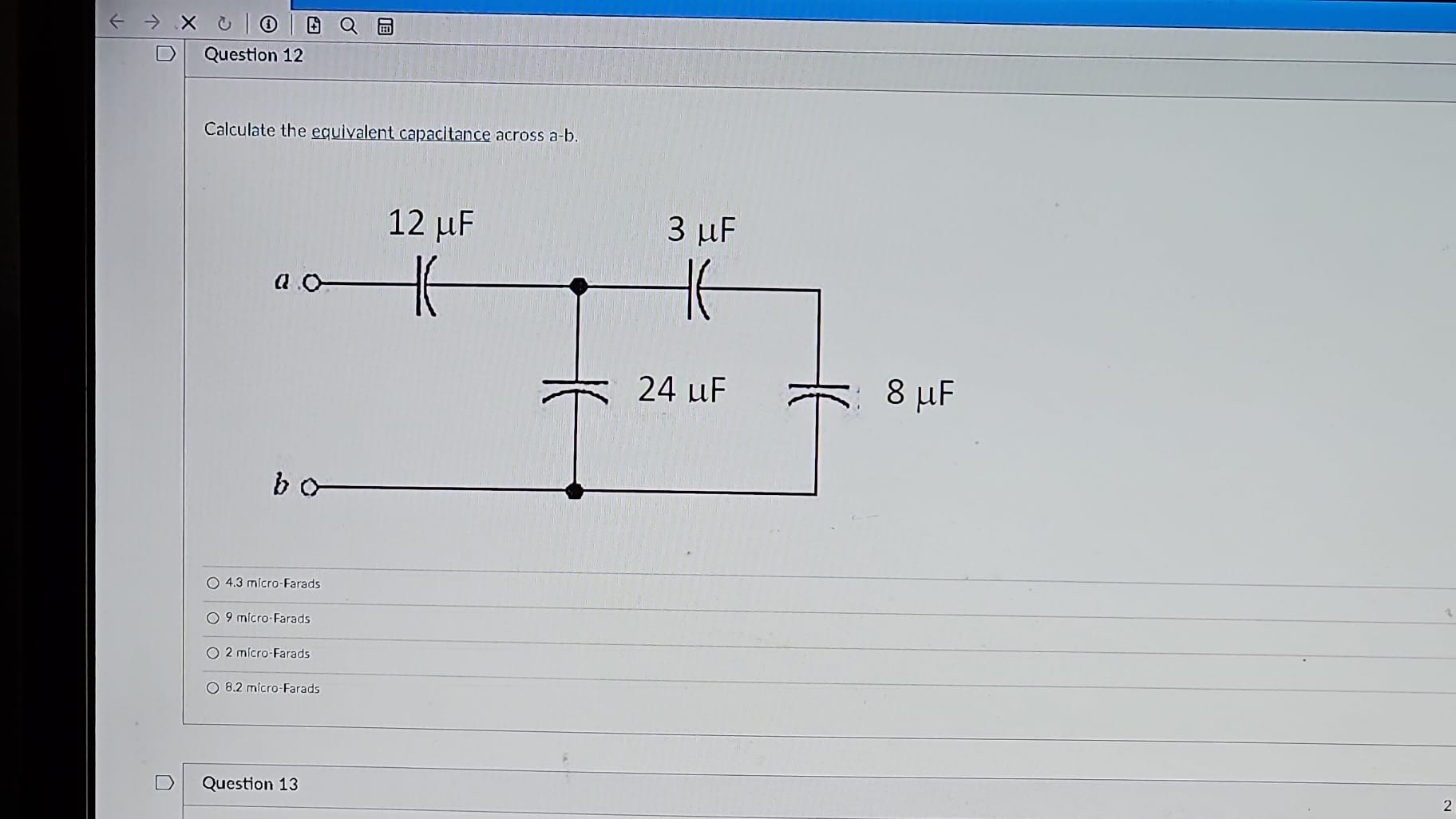 Solved Question 12Calculate the equivalent capacitance | Chegg.com