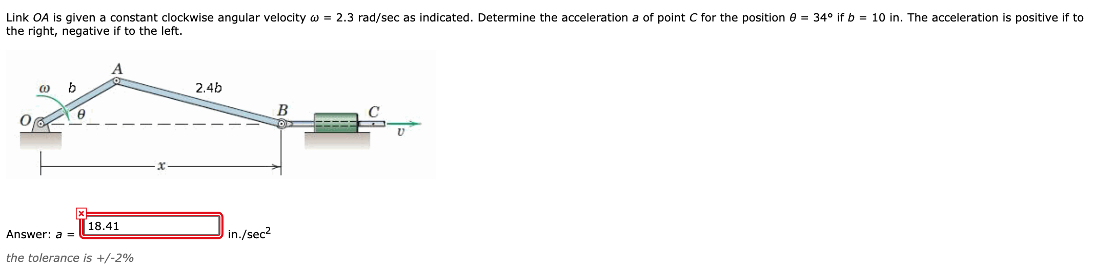 Solved Link OA is given a constant clockwise angular | Chegg.com
