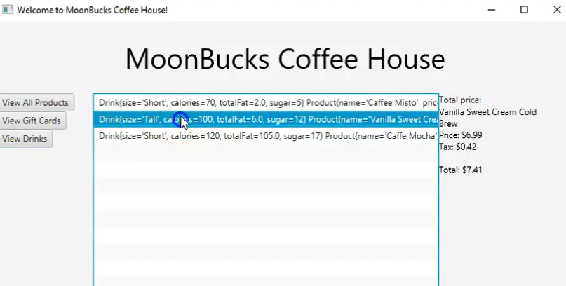 Solved - Create a GUI with buttons for showing all products | Chegg.com