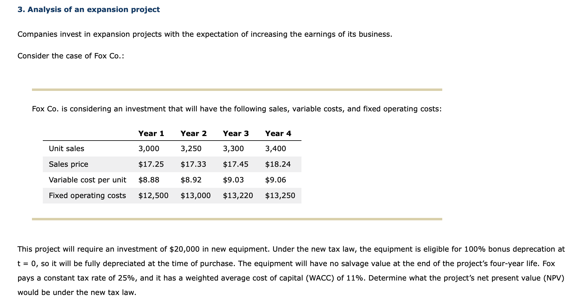 Solved 3. Analysis of an expansion project Companies invest | Chegg.com
