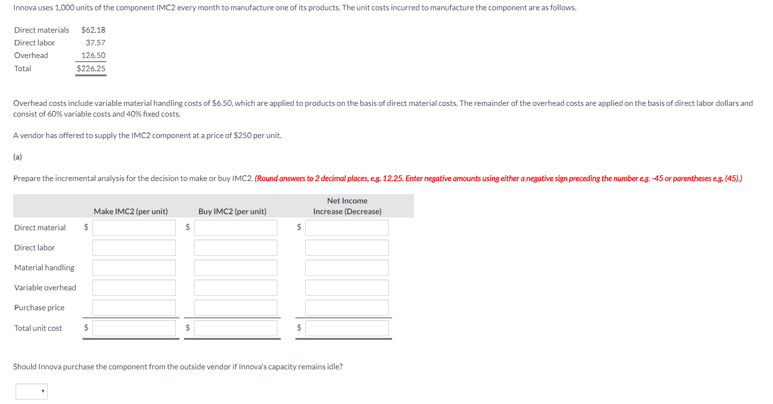 Solved Innova uses 1,000 units of the component IMC2 every | Chegg.com