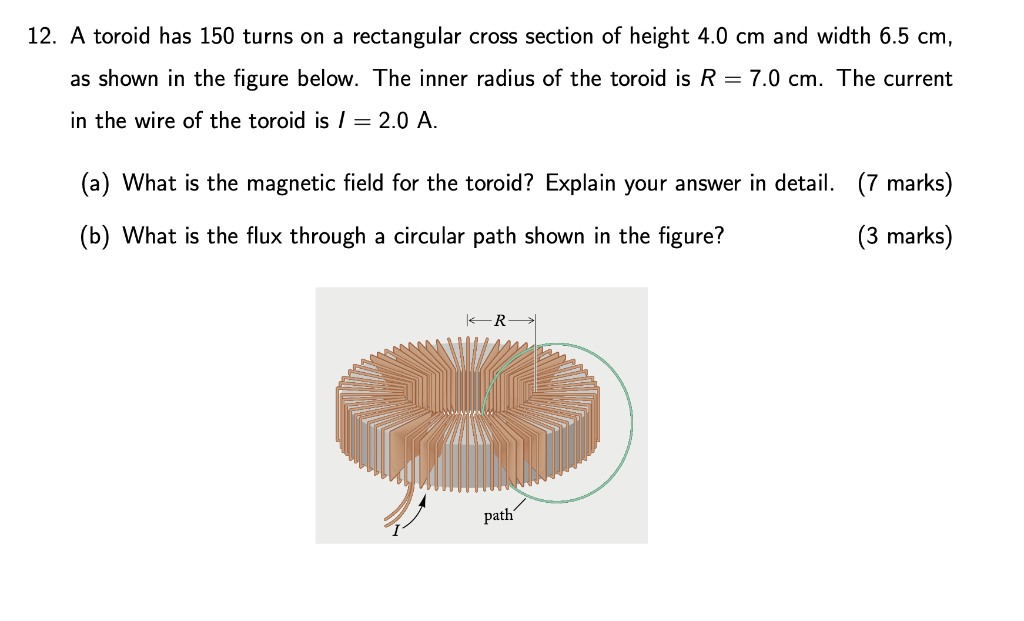 Solved 2. A toroid has 150 turns on a rectangular cross | Chegg.com