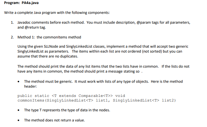Program: PA4a.java Write a complete Java program with | Chegg.com