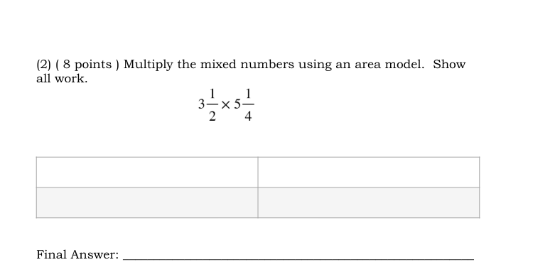 Solved (2) ( 8 ﻿points ) ﻿Multiply the mixed numbers using | Chegg.com