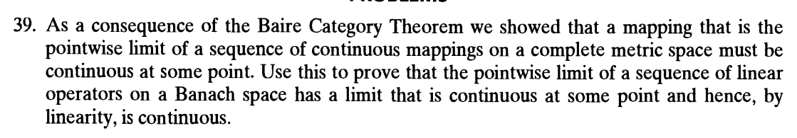 Solved 39. As a consequence of the Baire Category Theorem we | Chegg.com