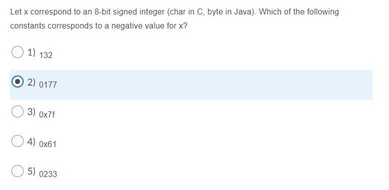 Solved Let x correspond to an 8-bit signed integer (char in | Chegg.com
