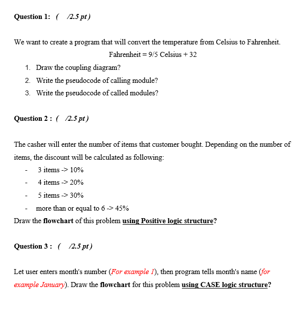 Solved Question 1: ( 2.5 pt) We want to create a program | Chegg.com