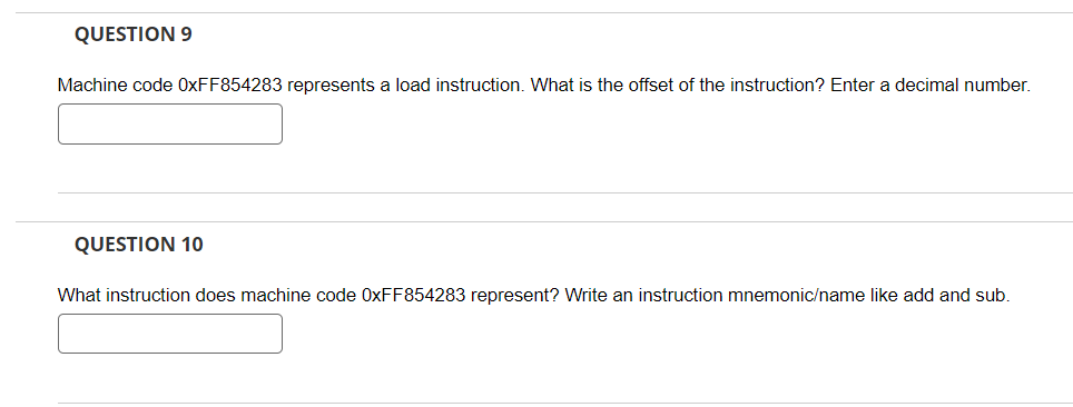 Solved Machine code 0xFF854283 represents a load | Chegg.com