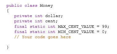 Solved STAGE 1 | (Money class) Design a class named Money | Chegg.com