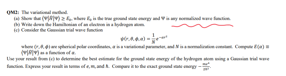 QM2: The variational method. (a) Show that | Chegg.com
