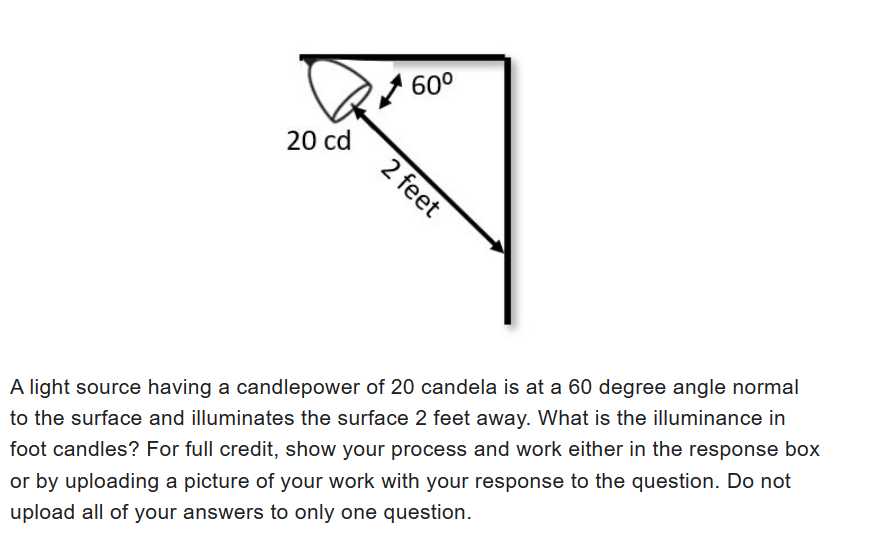 Solved A light source having a candlepower of 20 candela is | Chegg.com