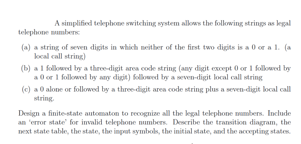 Solved A simplified telephone switching system allows the | Chegg.com