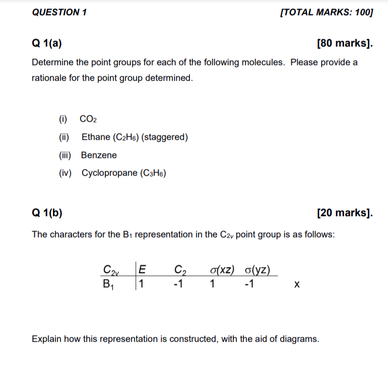Solved Q 1(a)Determine the point groups for each of the | Chegg.com