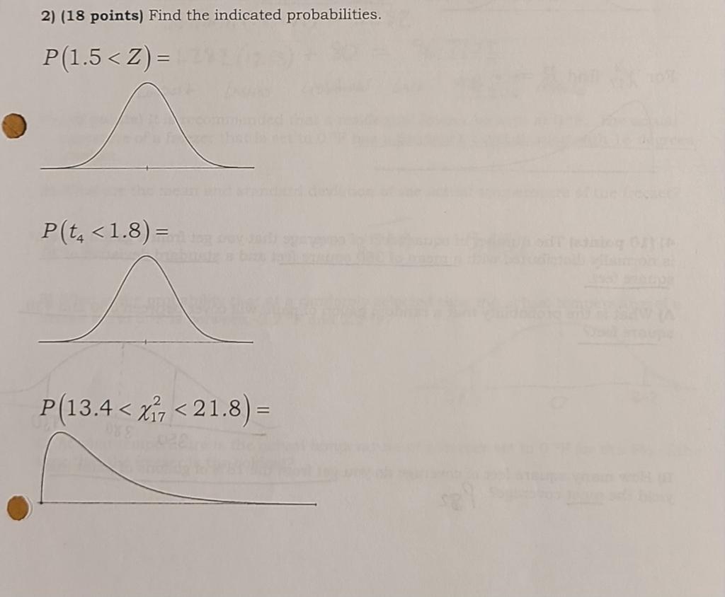 Solved 2) (18 points) Find the indicated probabilities. | Chegg.com