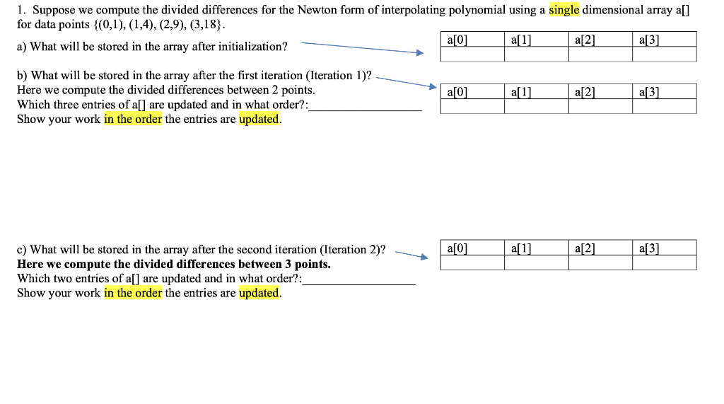 Solved 1. Suppose we compute the divided differences for the | Chegg.com