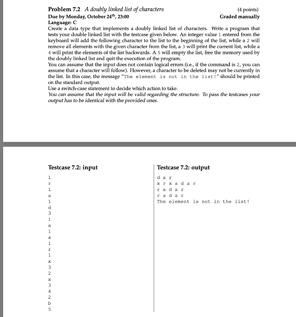 Solved Problem 72 A Doubly Linked List Of Characters 4 3770
