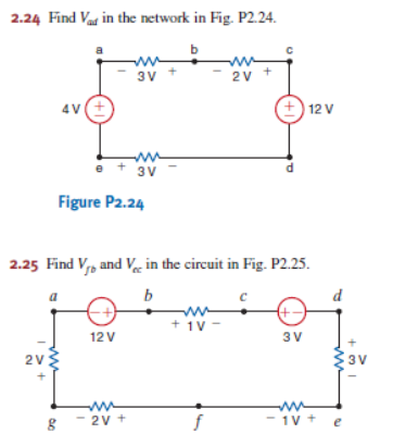 Solved 2.24 Find Vas in the network in Fig. P2.24. b с ww 3V | Chegg.com