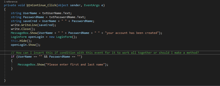 Solved // How can I insert this if condition with this event | Chegg.com