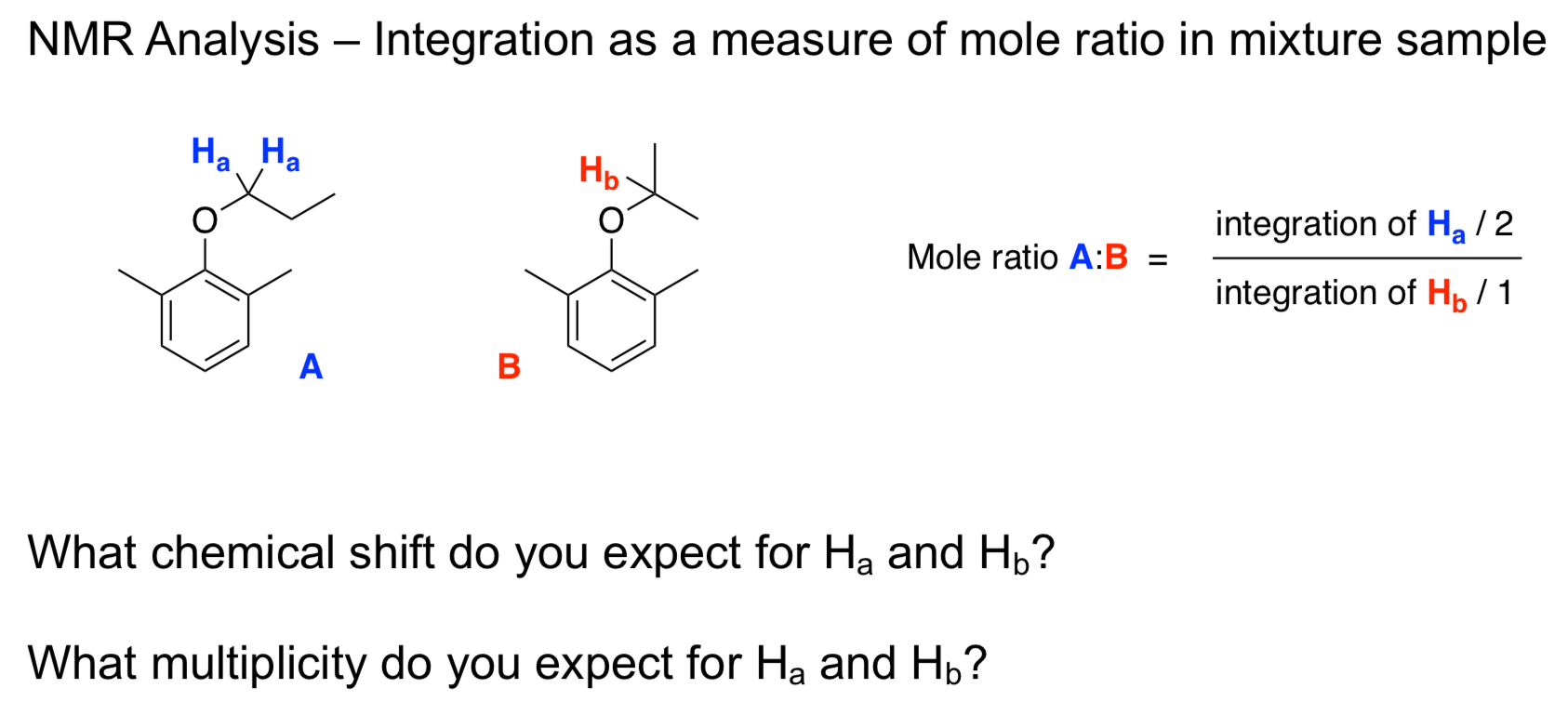 Solved NMR Analysis - ﻿Integration as a measure of mole | Chegg.com
