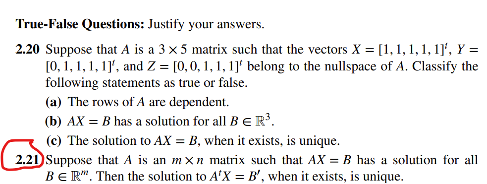 Solved True-False Questions: Justify your answers. 2.20 | Chegg.com