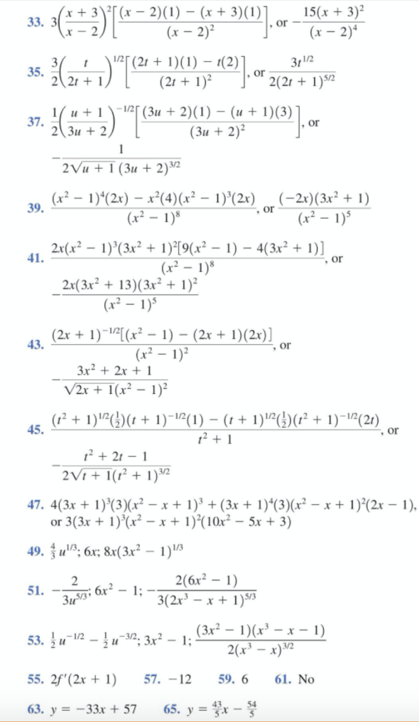 Solved Please find the derivatives of #33,37,41,49 | Chegg.com
