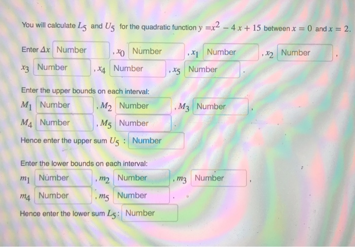 Solved You will calculate L5 and U5 for the quadratic | Chegg.com
