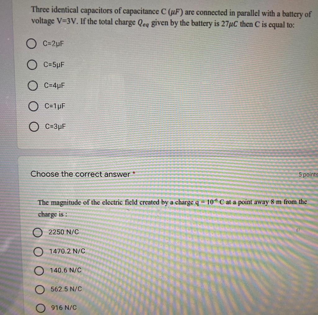 Solved Three identical capacitors of capacitance C(uF) are | Chegg.com