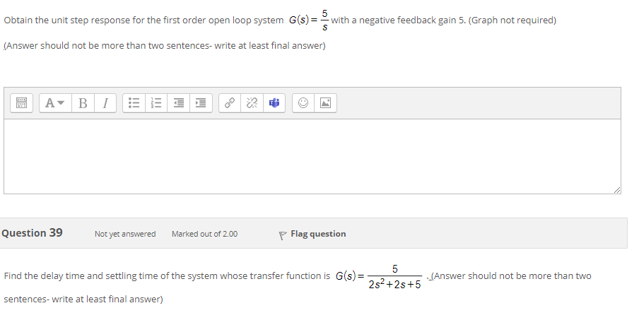 Solved Obtain the unit step response for the first order | Chegg.com