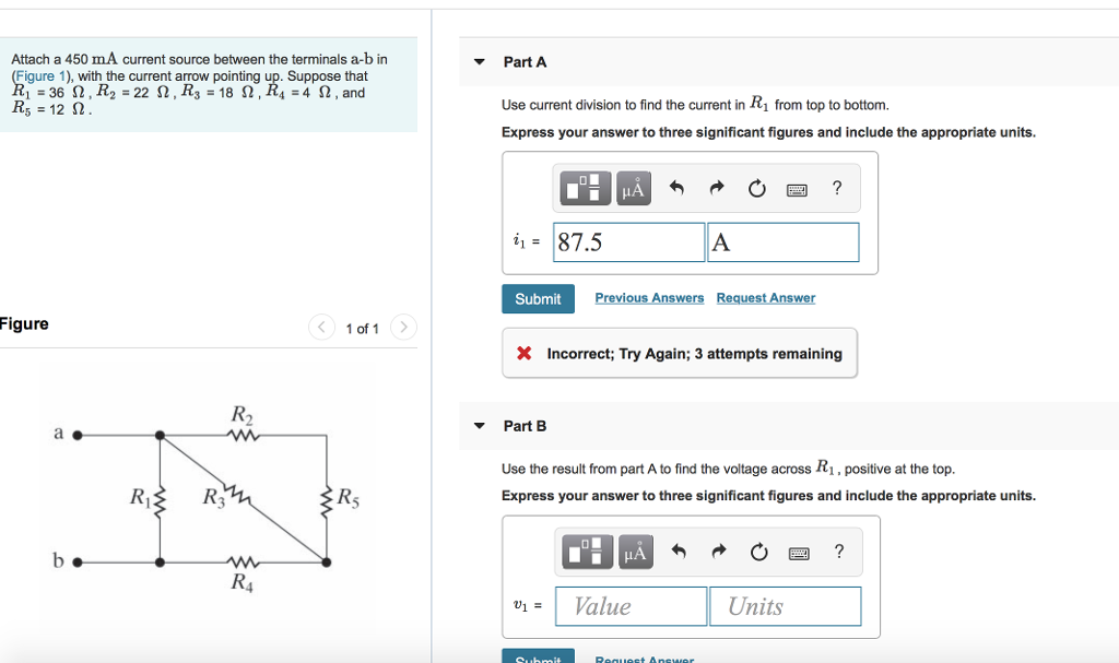 Solved Attach a 450 mA current source between the terminals | Chegg.com