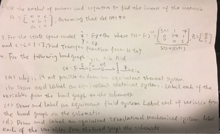 Solved Use the method of minors and cofactors to find the | Chegg.com