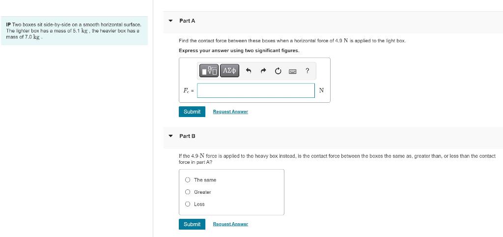 Solved IP Two boxes sit side-by-side on a smooth horizontal | Chegg.com