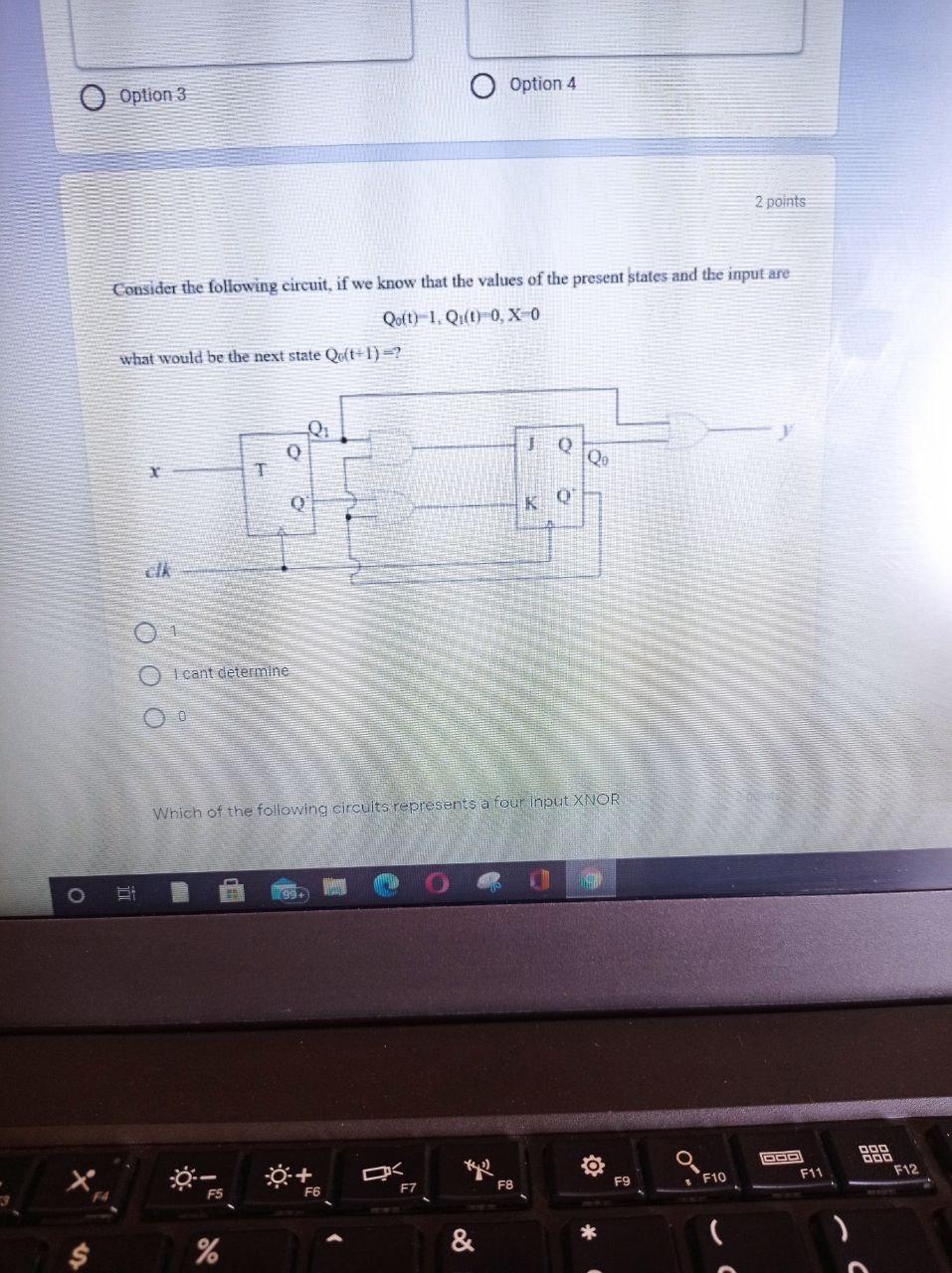 Solved Option 4 Option 3 2 points Consider the following | Chegg.com