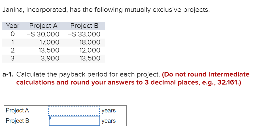 Solved Janina, Incorporated, has the following mutually | Chegg.com