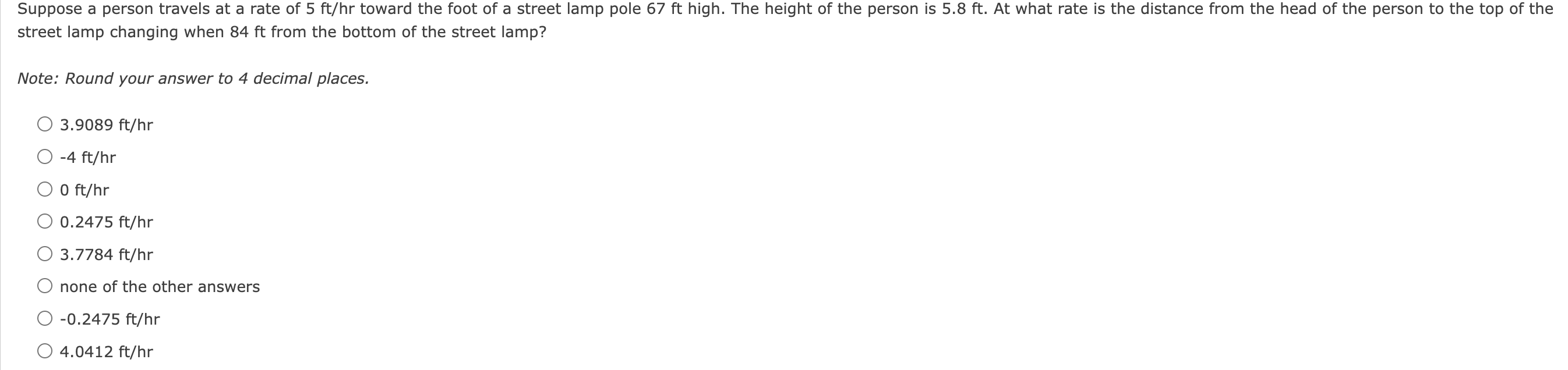 Solved street lamp changing when 84ft from the bottom of the | Chegg.com