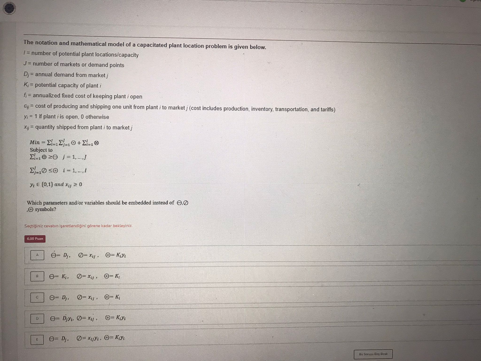 Solved The notation and mathematical model of a capacitated | Chegg.com
