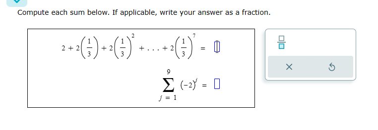 Solved Compute each sum below. If applicable, write your | Chegg.com