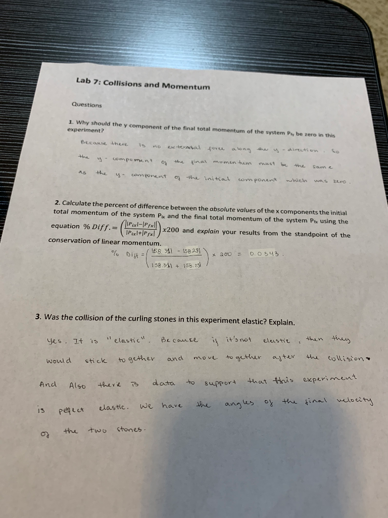 Solved Lab 7: Collisions and Momentum Lab 7: Collisions and | Chegg.com