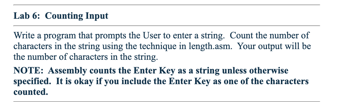 Solved Lab 6: Counting Input Write a program that prompts | Chegg.com