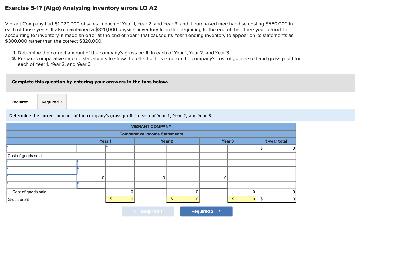 Solved Exercise 5-17 (Algo) Analyzing inventory errors LO A2 | Chegg.com