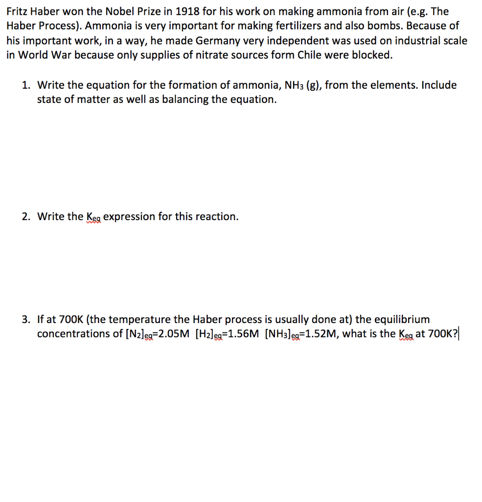 Fritz Haber Nobel Prize Year Won