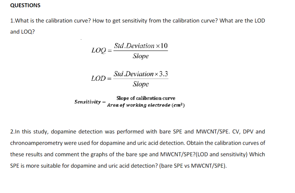 Solved QUESTIONS1.What is the calibration curve? How to get | Chegg.com