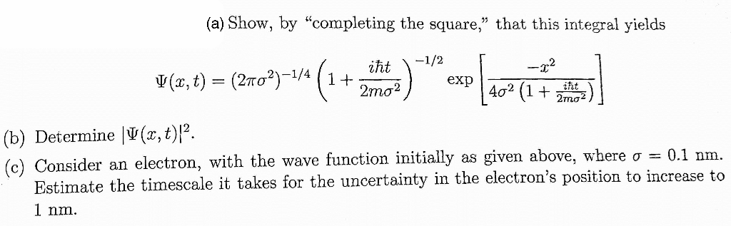 Solved The Gaussian: Suppose the wavefunction of a free | Chegg.com