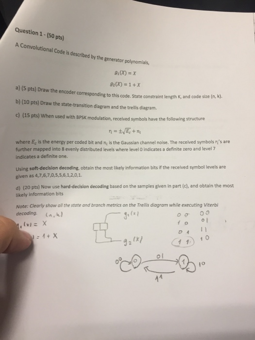 Question 1-(50 pts) A Convolutional Code is described | Chegg.com
