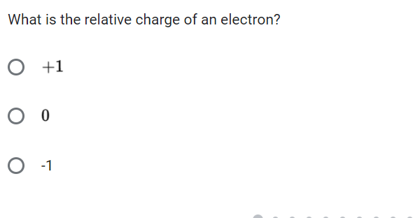 Solved What is the relative charge of an electron? 0 +1 O 0 | Chegg.com