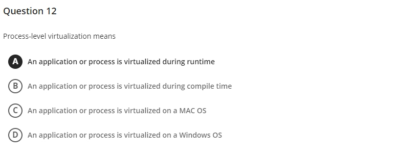 Solved Process-level virtualization means An application or | Chegg.com