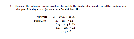 Solved 2. Consider the following primal problem, formulate | Chegg.com