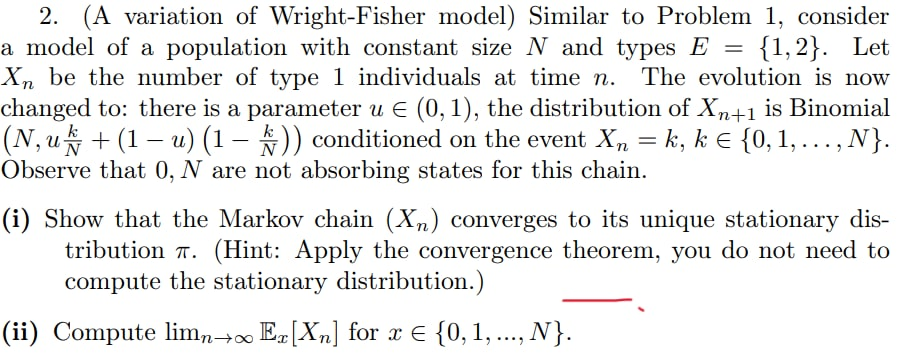 Solved k N 2. (A variation of Wright-Fisher model) Similar | Chegg.com