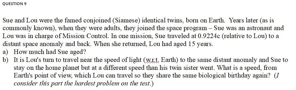 Solved QUESTION 9 Sue and Lou were the famed conjoined | Chegg.com