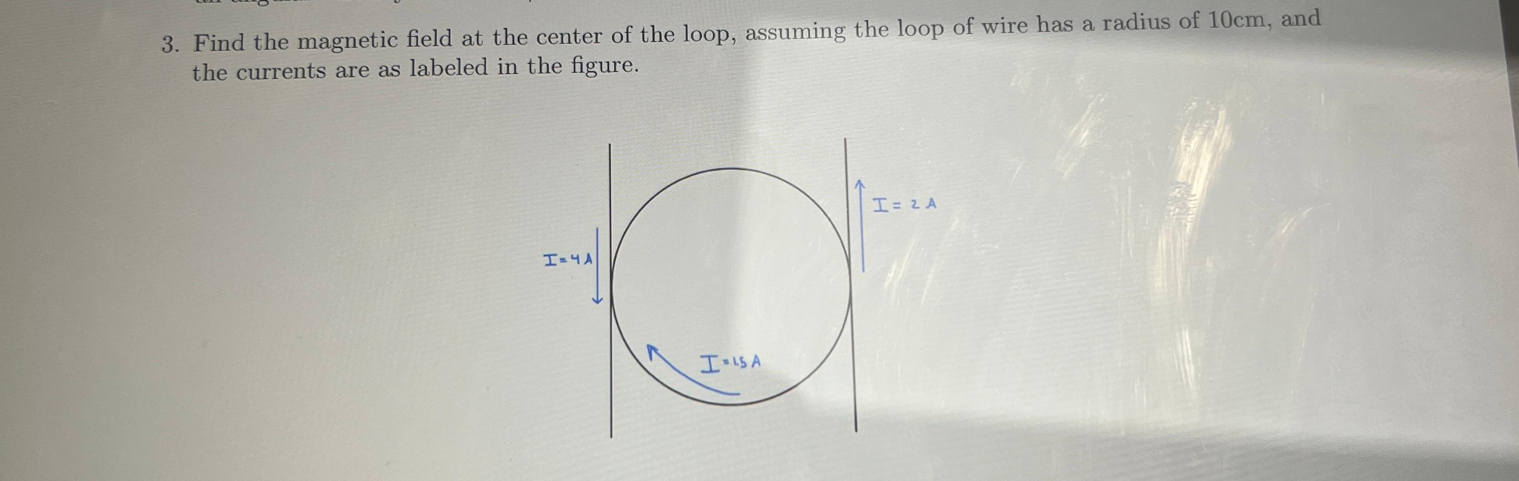 Solved 3. Find the magnetic field at the center of the loop, | Chegg.com