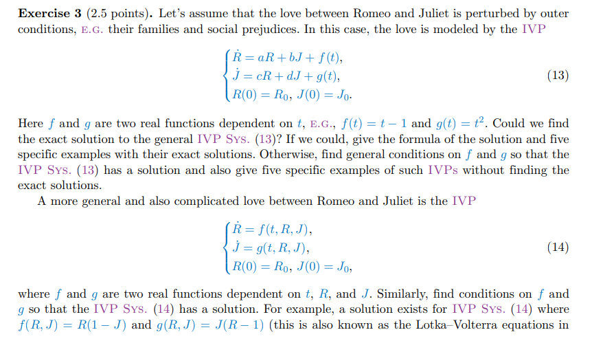 Solved Exercise 3 (2.5 points). Let's assume that the love | Chegg.com